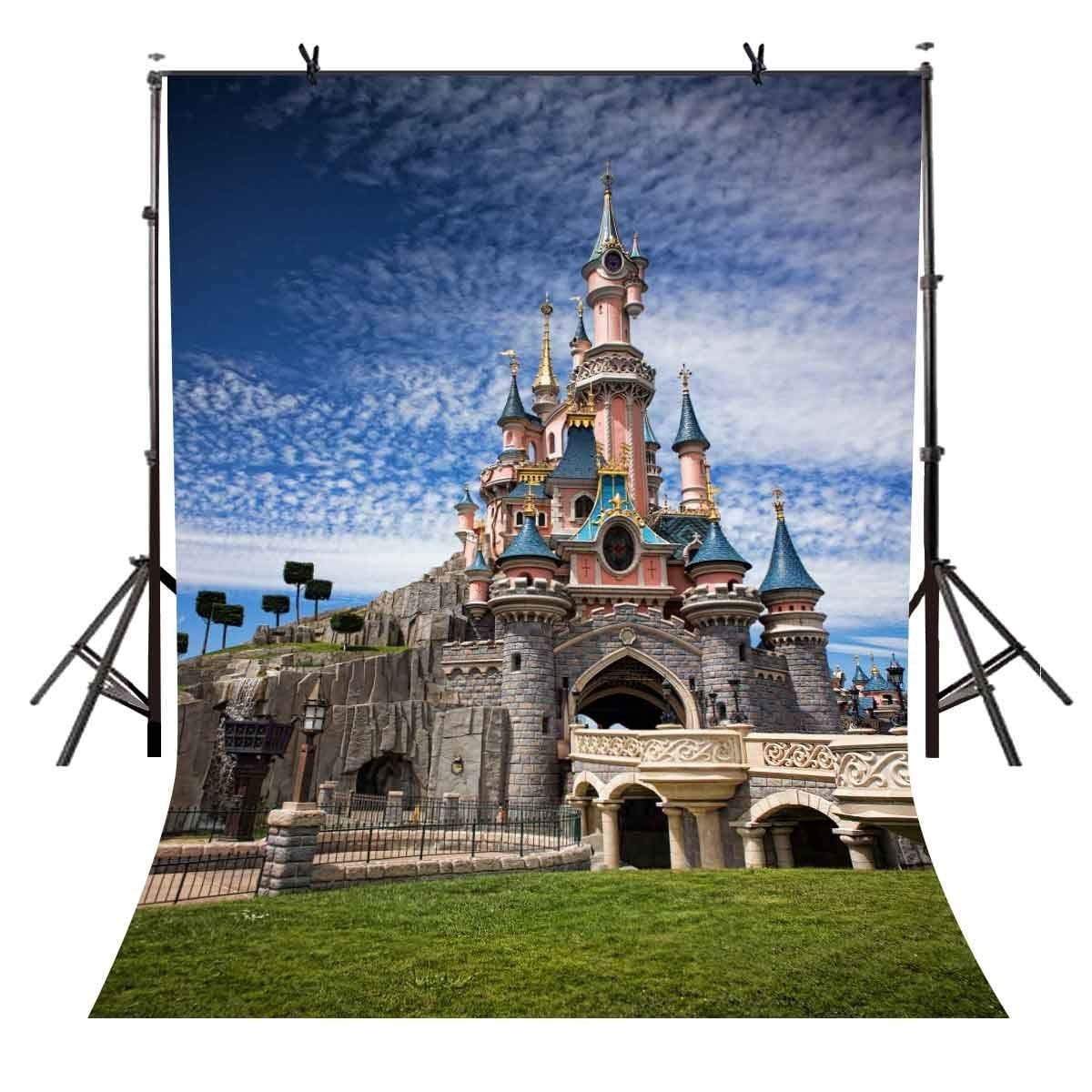 ABPHOTO Polyester 5x7ft Cartoon Castle Backdrop Cute Cartoon Castle ...