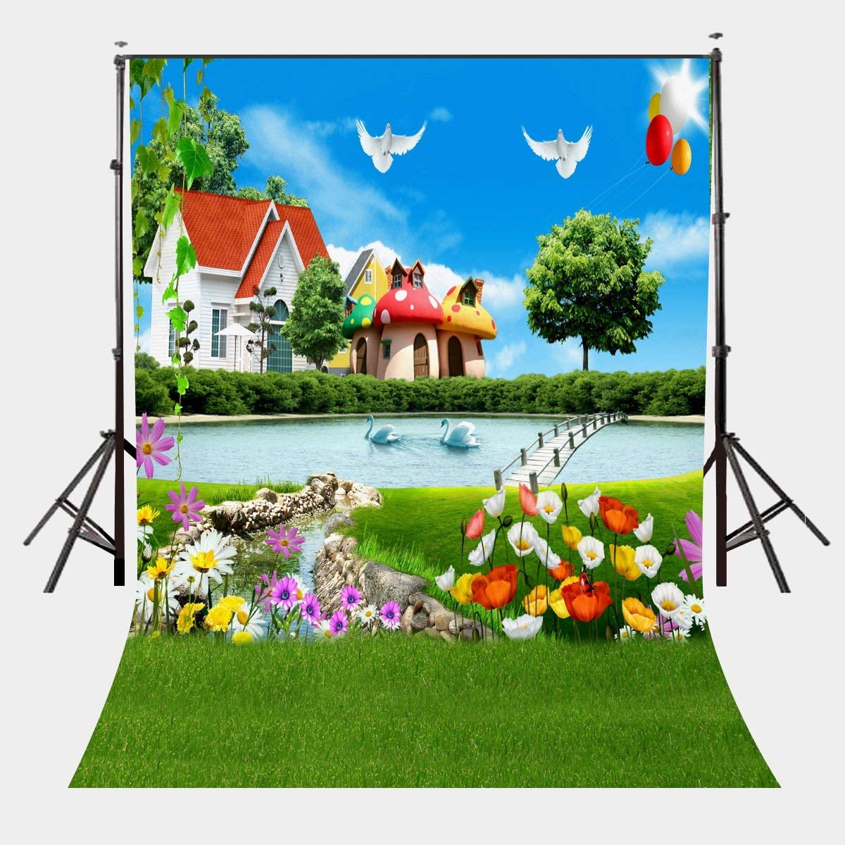 ABPHOTO Polyester 5x7ft Cartoon Natural Scenery Backdrop Colorful ...