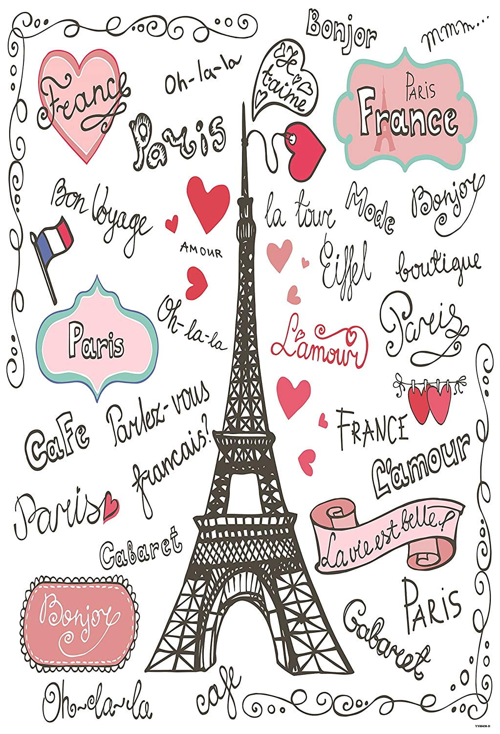 ABPHOTO Polyester 5x7ft Cartoon Painting Graffiti Backdrop Eiffel Tower ...
