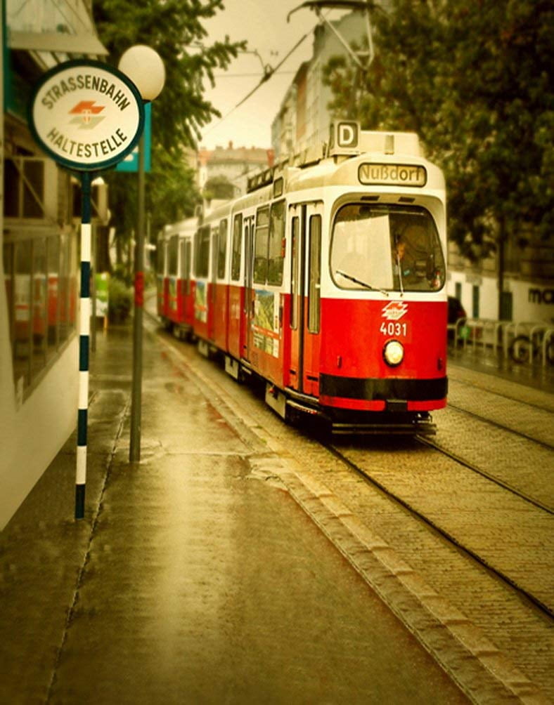 ABPHOTO Polyester 5x7ft City Tram Photography Backdrops Photo Props ...