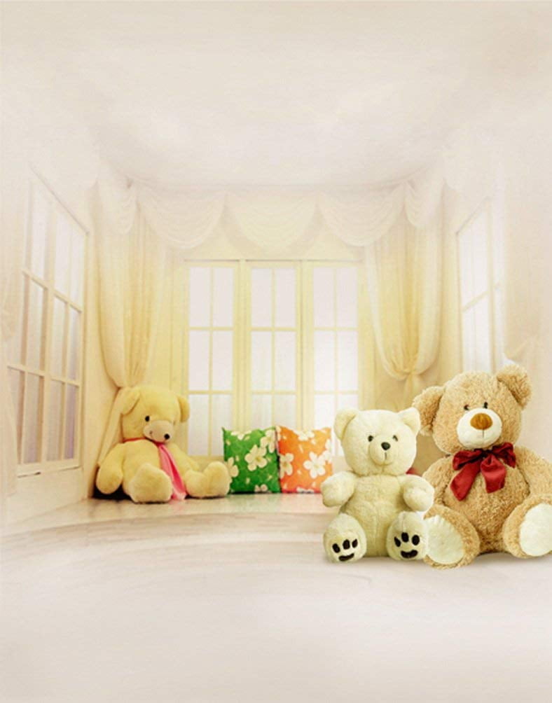ABPHOTO Polyester 5x7ft Cute Cartoon Bears Photography Backdrops Photo ...