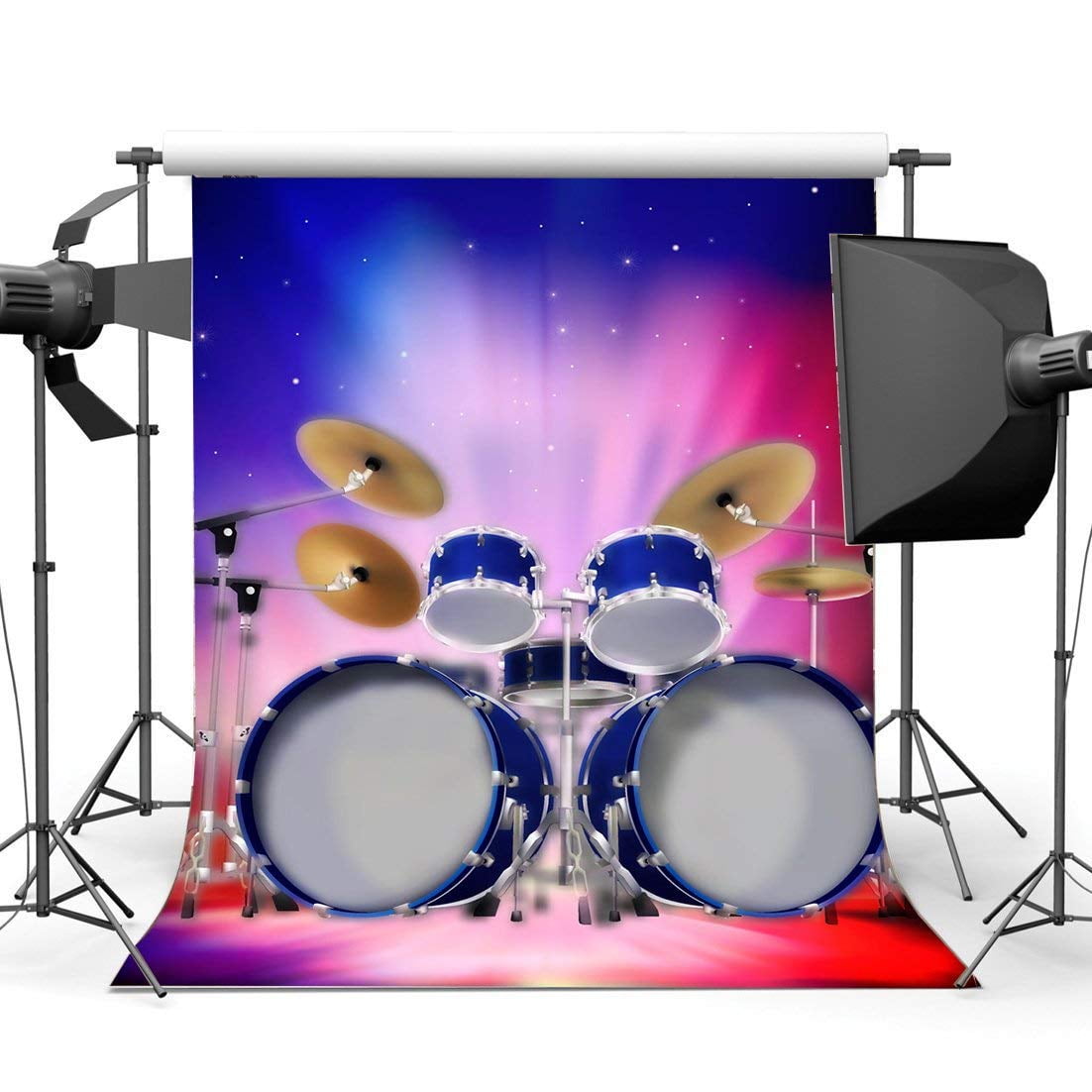 ABPHOTO Polyester 5x7ft Drum Set Backdrop Band Concert Backdrops ...