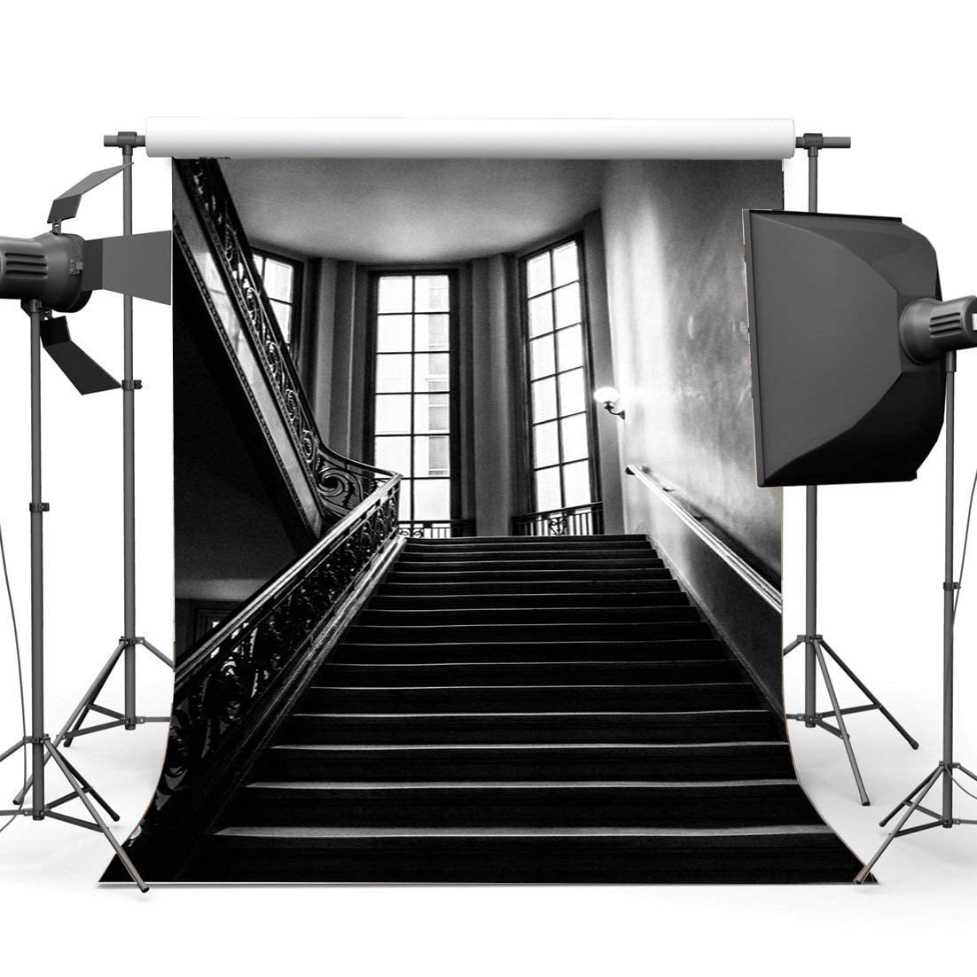 ABPHOTO Polyester 5x7ft Elegant Staircase Backdrop European Old Church ...