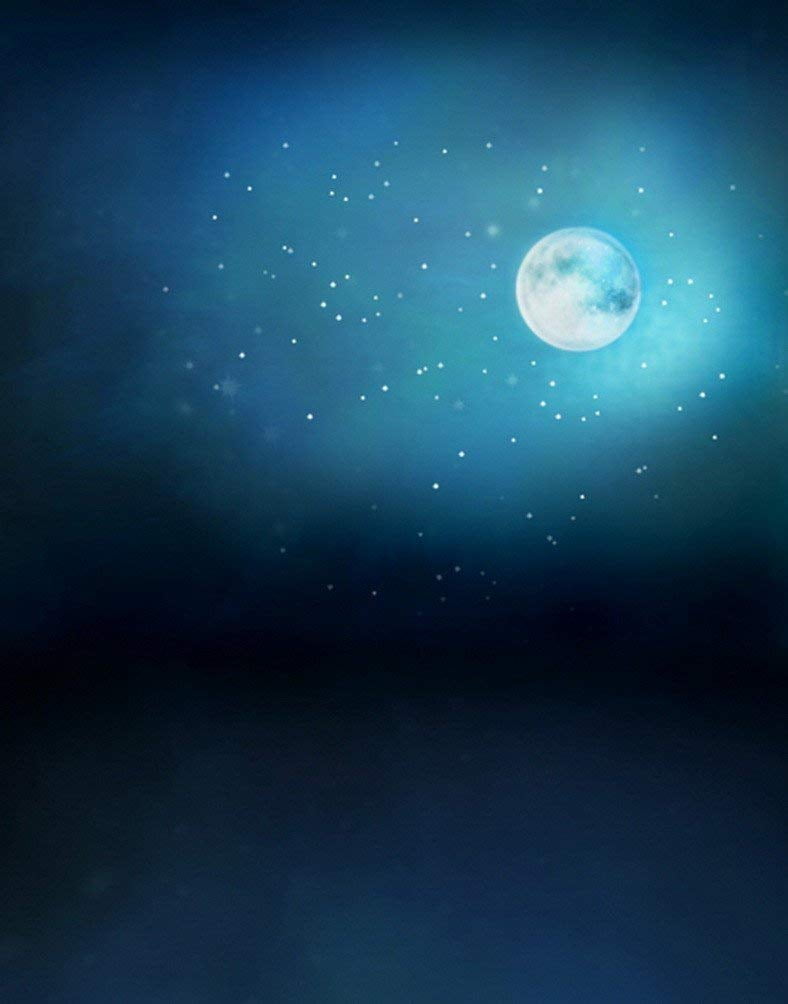 ABPHOTO Polyester 5x7ft Enchanted Round Bright Full Moon Flower Trees ...