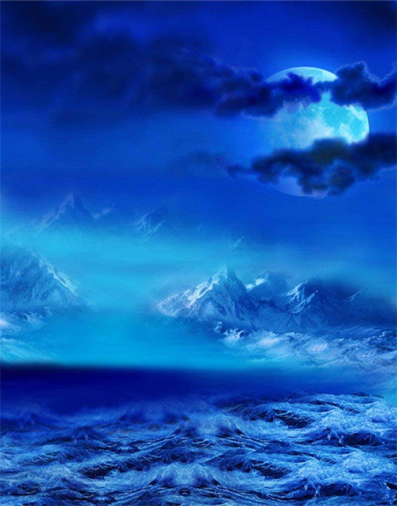 ABPHOTO Polyester 5x7ft Enchanted Round Bright Full Moon Flower Trees ...