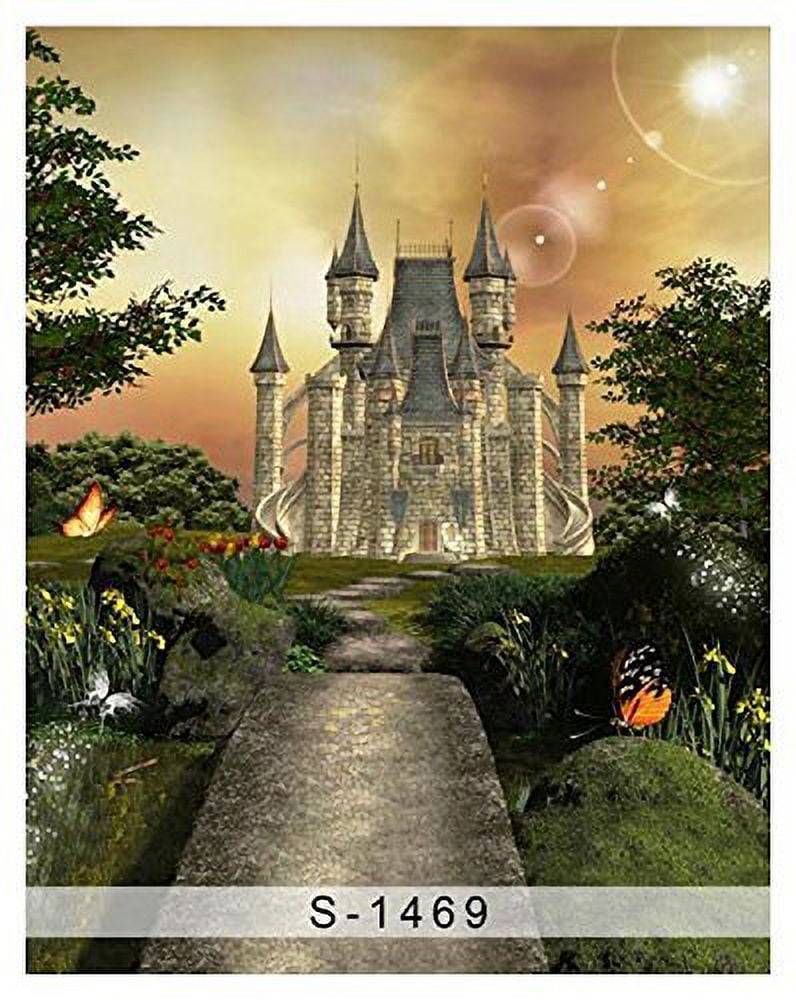 ABPHOTO Polyester 5x7ft Fairy Tale Night Medieval Castle Photography ...