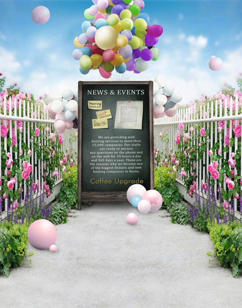ABPHOTO Polyester 5x7ft Flowers Balloon Photography Backdrops Photo ...
