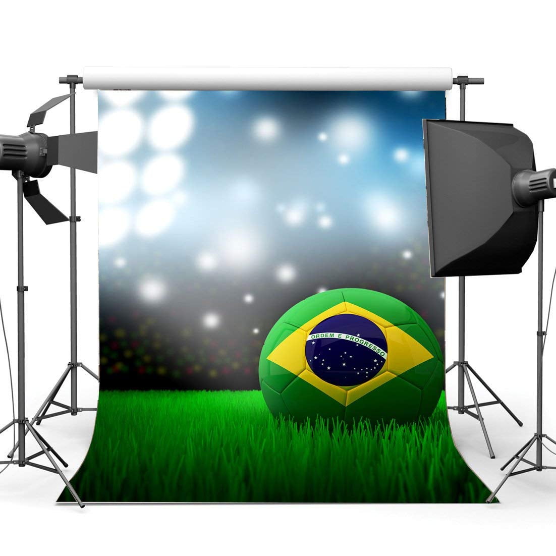 ABPHOTO Polyester 5x7ft Football Field Backdrop Stadium Bokeh Glitter ...