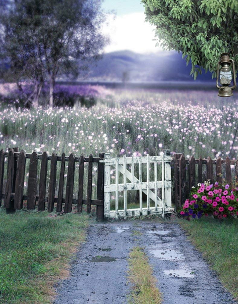 ABPHOTO Polyester 5x7ft Garden Flower Fence Photography Backdrops Photo ...