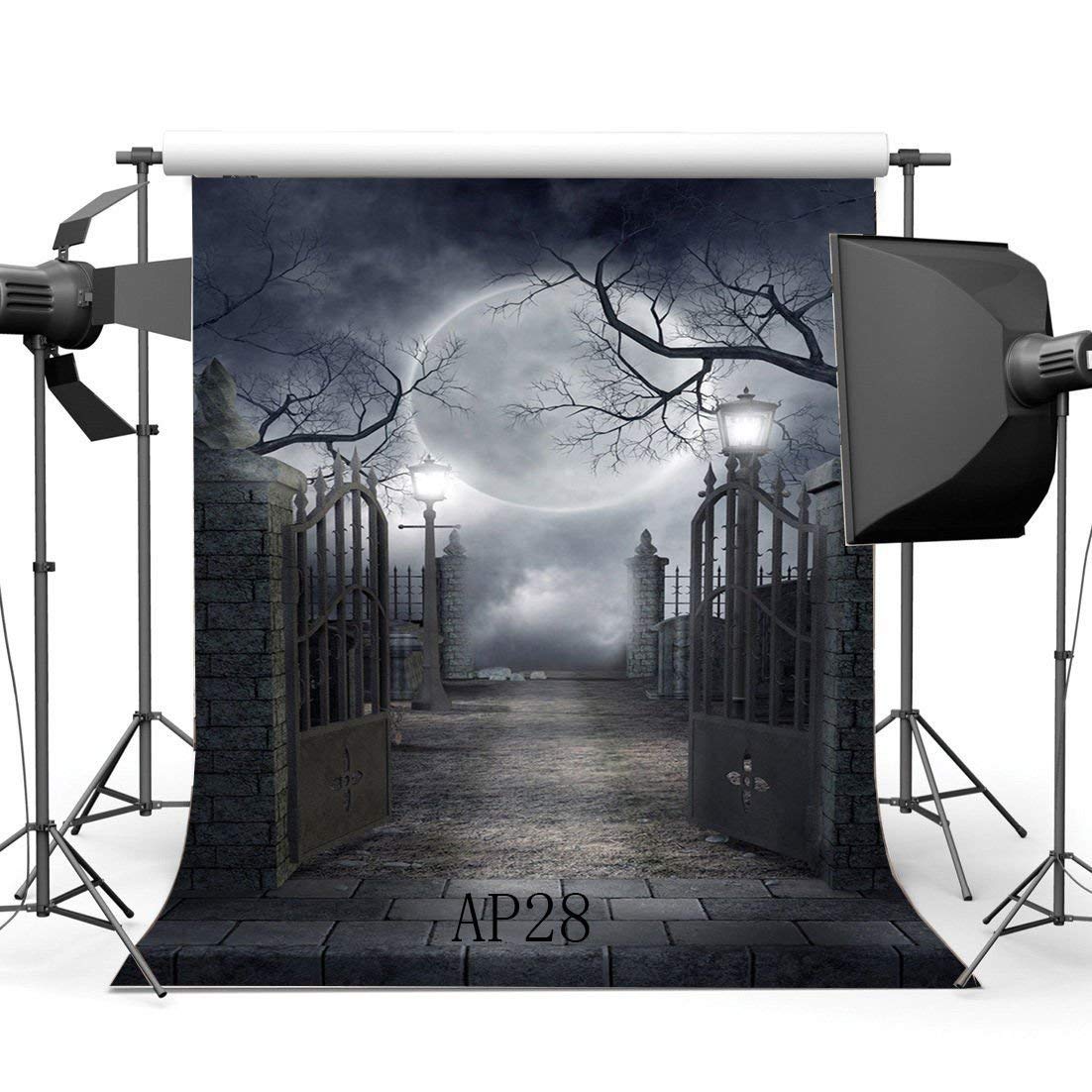 ABPHOTO Polyester 5x7ft Gothic Backdrop Happy Halloween Horror Night ...