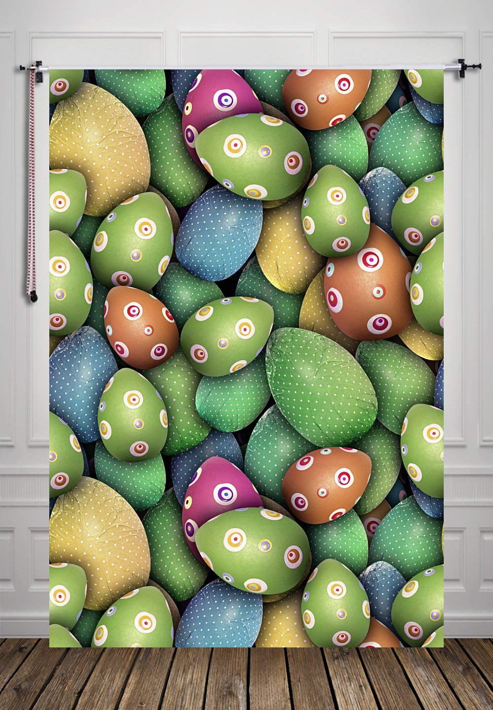 ABPHOTO Polyester 5x7ft Green Easter Eggs Photography Backdrop Photo ...