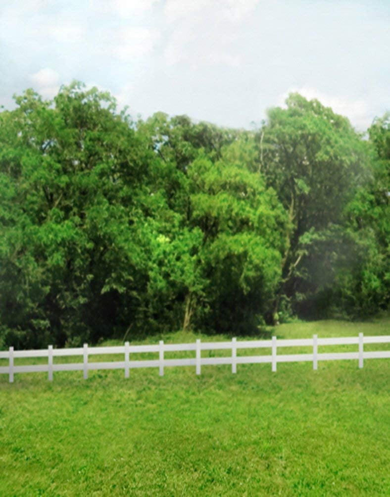 ABPHOTO Polyester 5x7ft Green Grass Lawn Fence Photography Backdrops ...