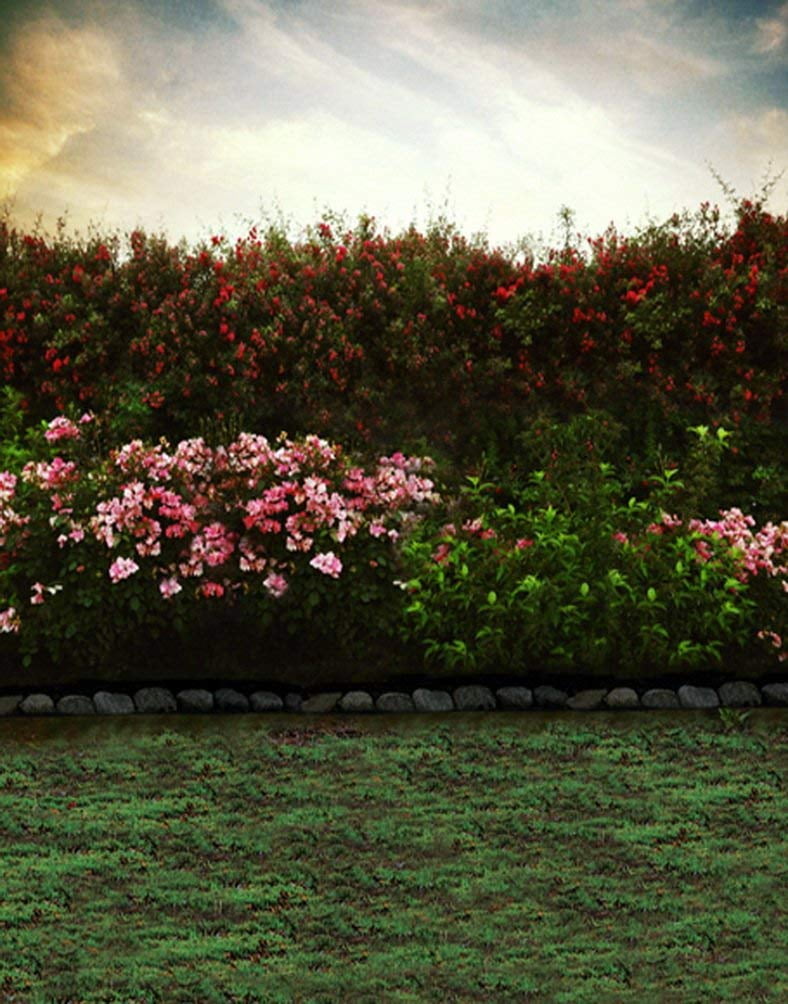 ABPHOTO Polyester 5x7ft Green Leaves Pink Red Flowers Photography ...