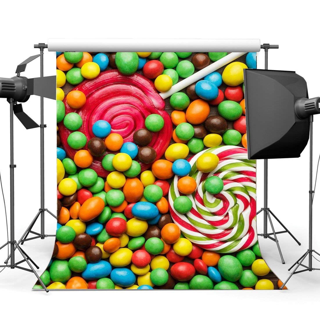 ABPHOTO Polyester 5x7ft Happy Birthday Backdrop Sweet Candy Lollipops ...