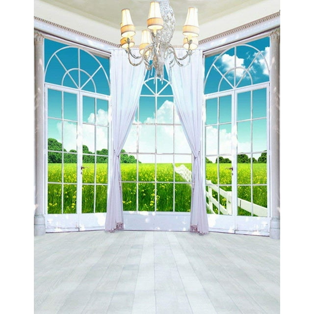 ABPHOTO Polyester 5x7ft Indoor Room Scene Window Floor Wedding Photo ...