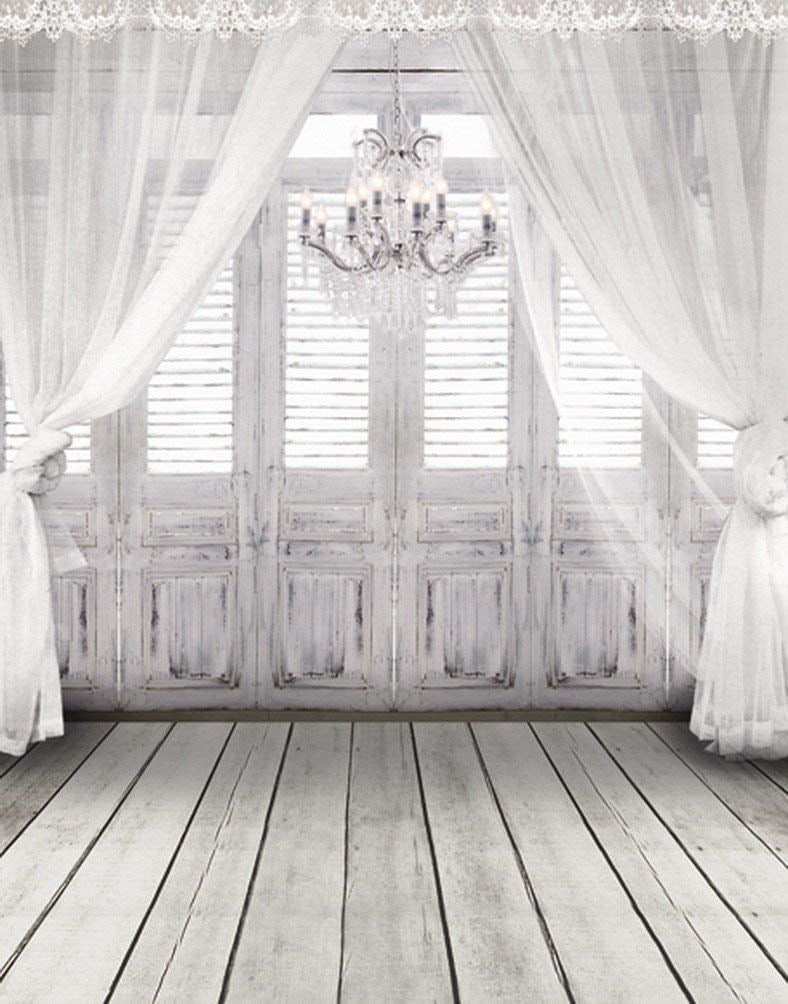 ABPHOTO Polyester 5x7ft Indoor Room Scene Wooden Floor White Chandelier ...