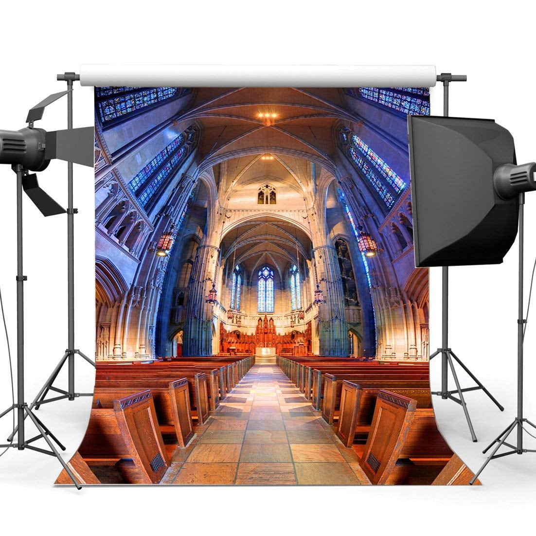 ABPHOTO Polyester 5x7ft Luxurious Old Church Backdrop Interior Wedding ...