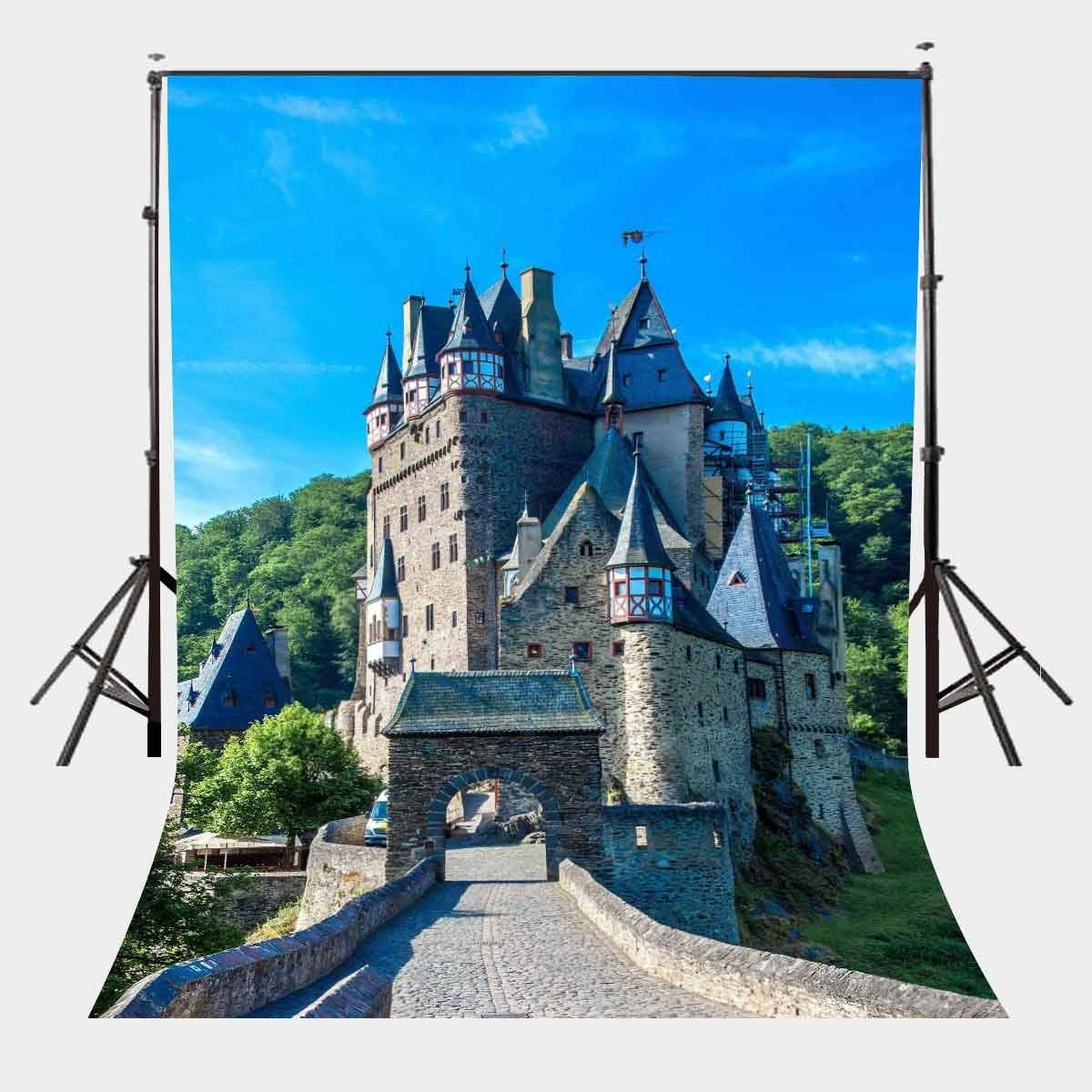 ABPHOTO Polyester 5x7ft Medieval Cloister Castle Backdrop Green ...