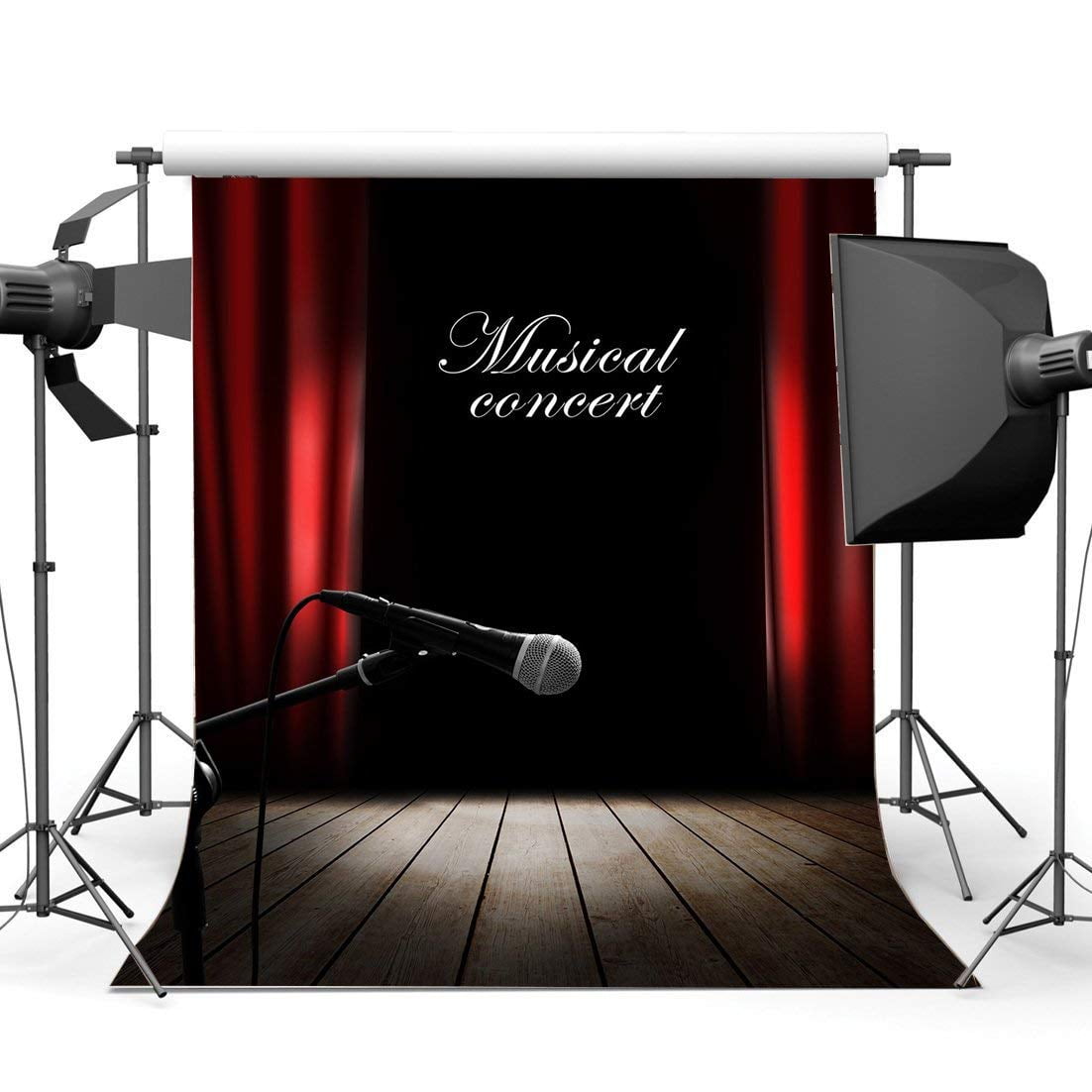 ABPHOTO Polyester 5x7ft Music Concert Backdrop Interior Stage Red ...