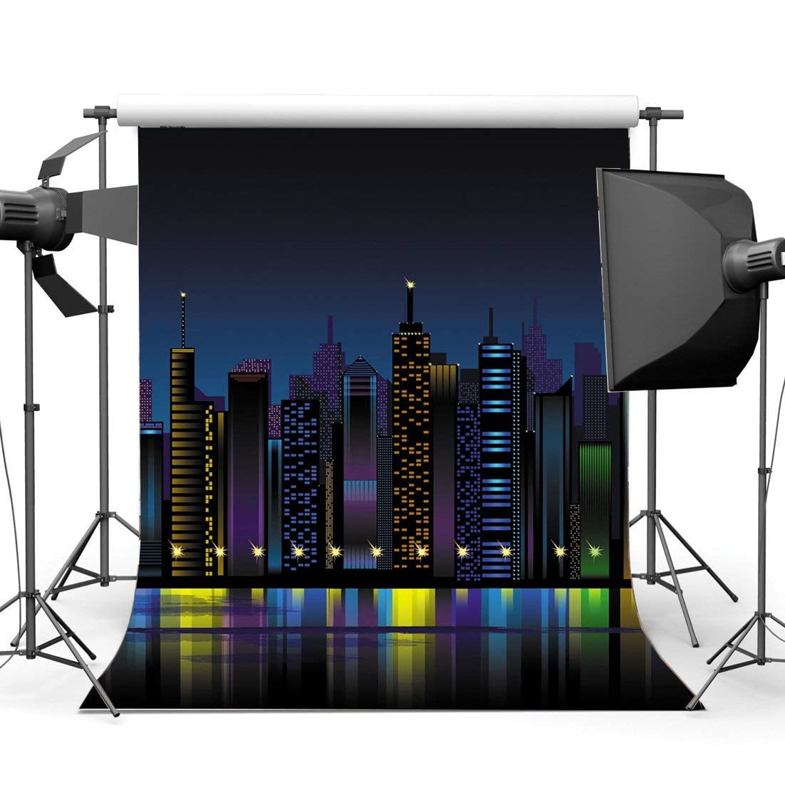 ABPHOTO Polyester 5x7ft New York City Night View Backdrop Cartoon ...