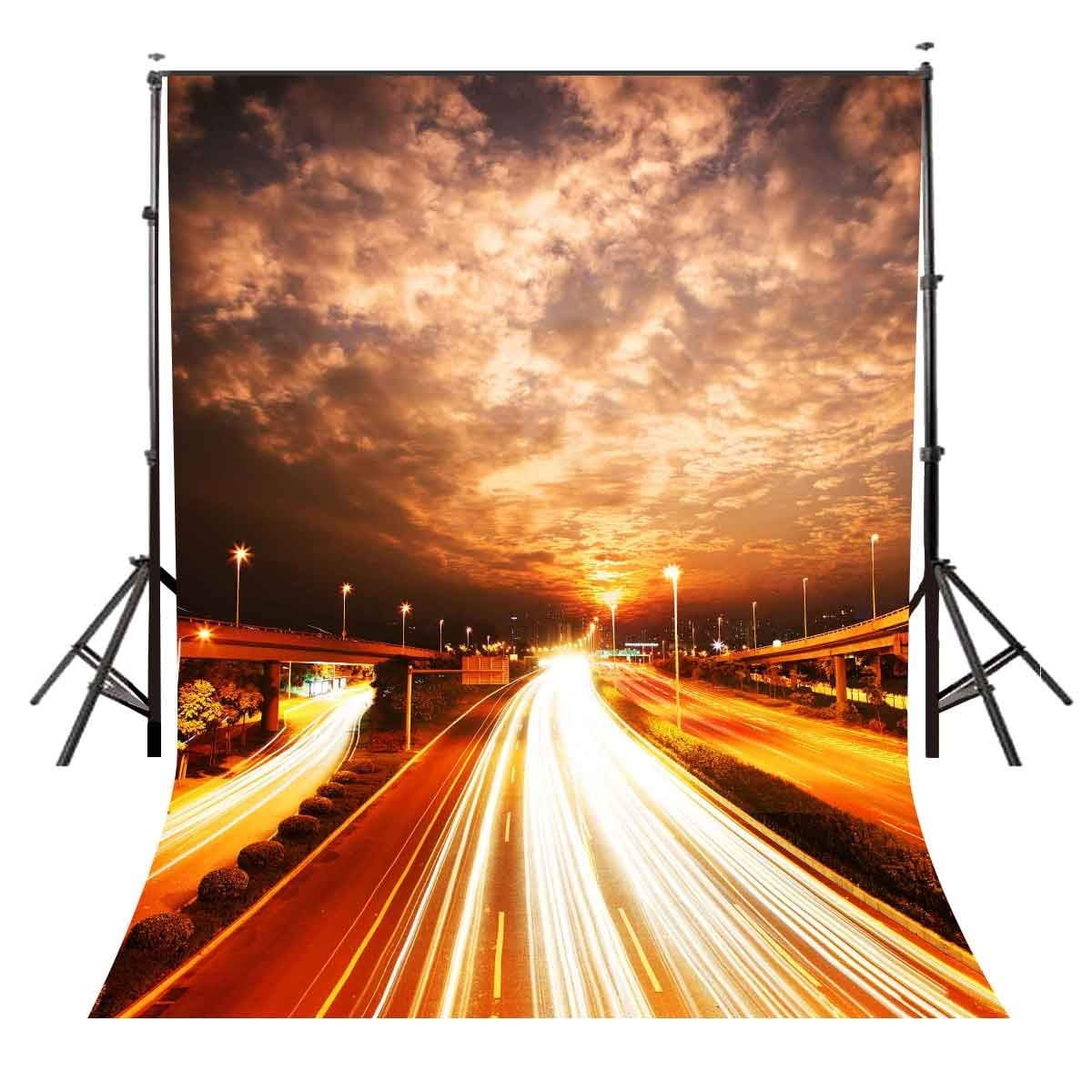ABPHOTO Polyester 5x7ft Overcast Highway Backdrop Dark Clouds Highway ...