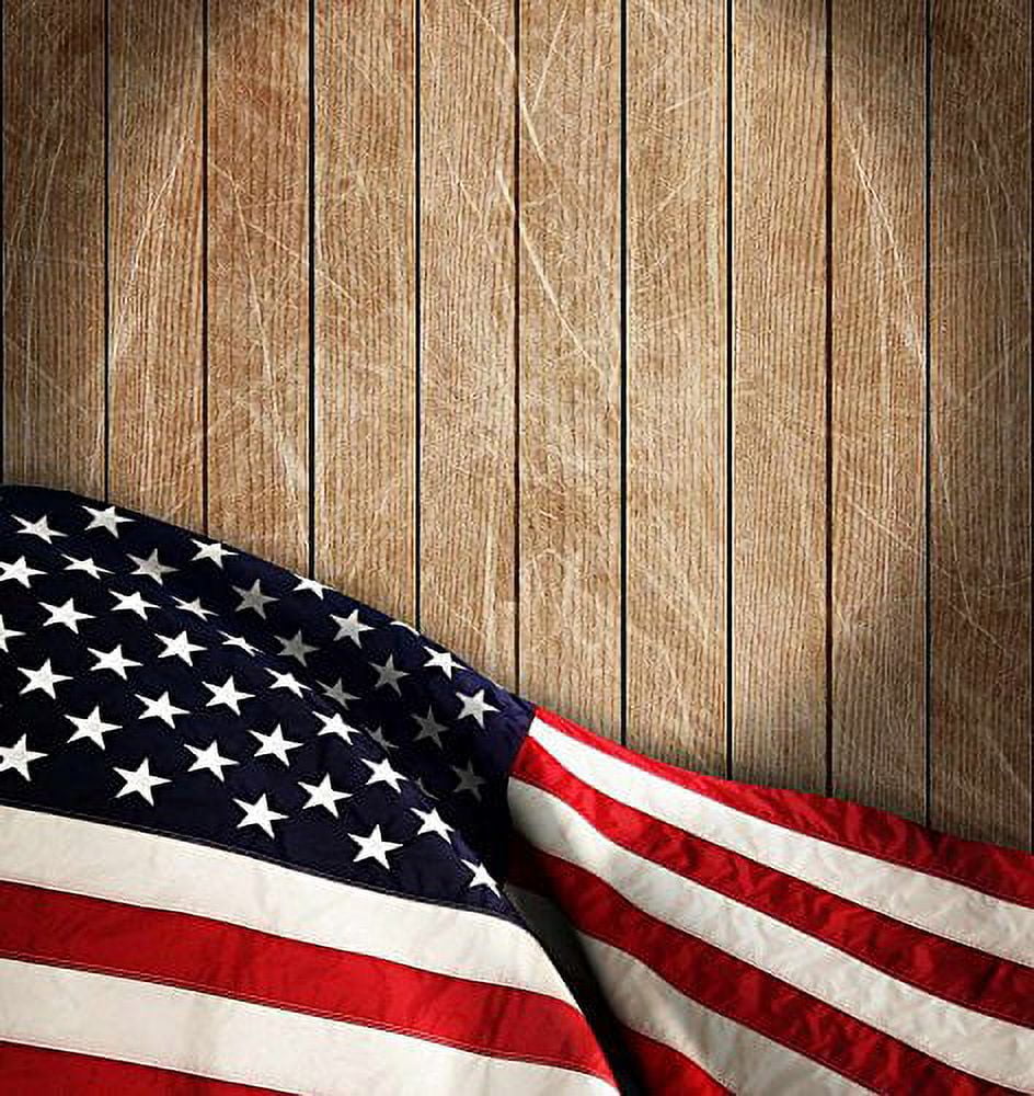 ABPHOTO Polyester 5x7ft Patriotic American Stars and Stripes Flags Wood ...