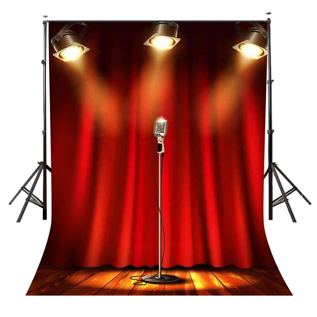 ABPHOTO Polyester 5x7ft Performance Stage Backdrop Red Curtain ...