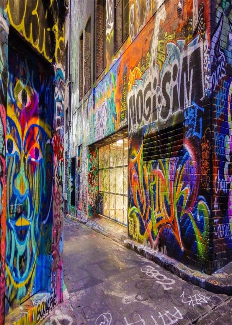 ABPHOTO Polyester 5x7ft Photography Backdrop Graffiti Wall Urban Street ...