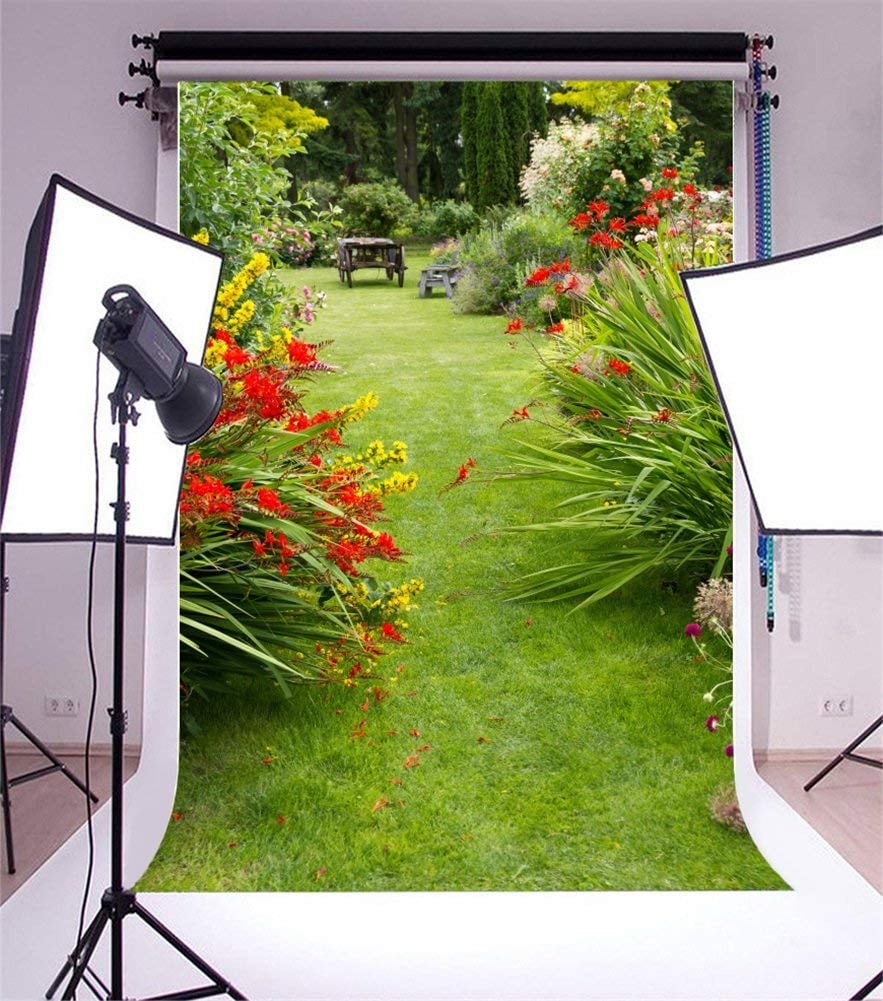 ABPHOTO Polyester 5x7ft Photography Backdrop Spring Garden Path and Old ...