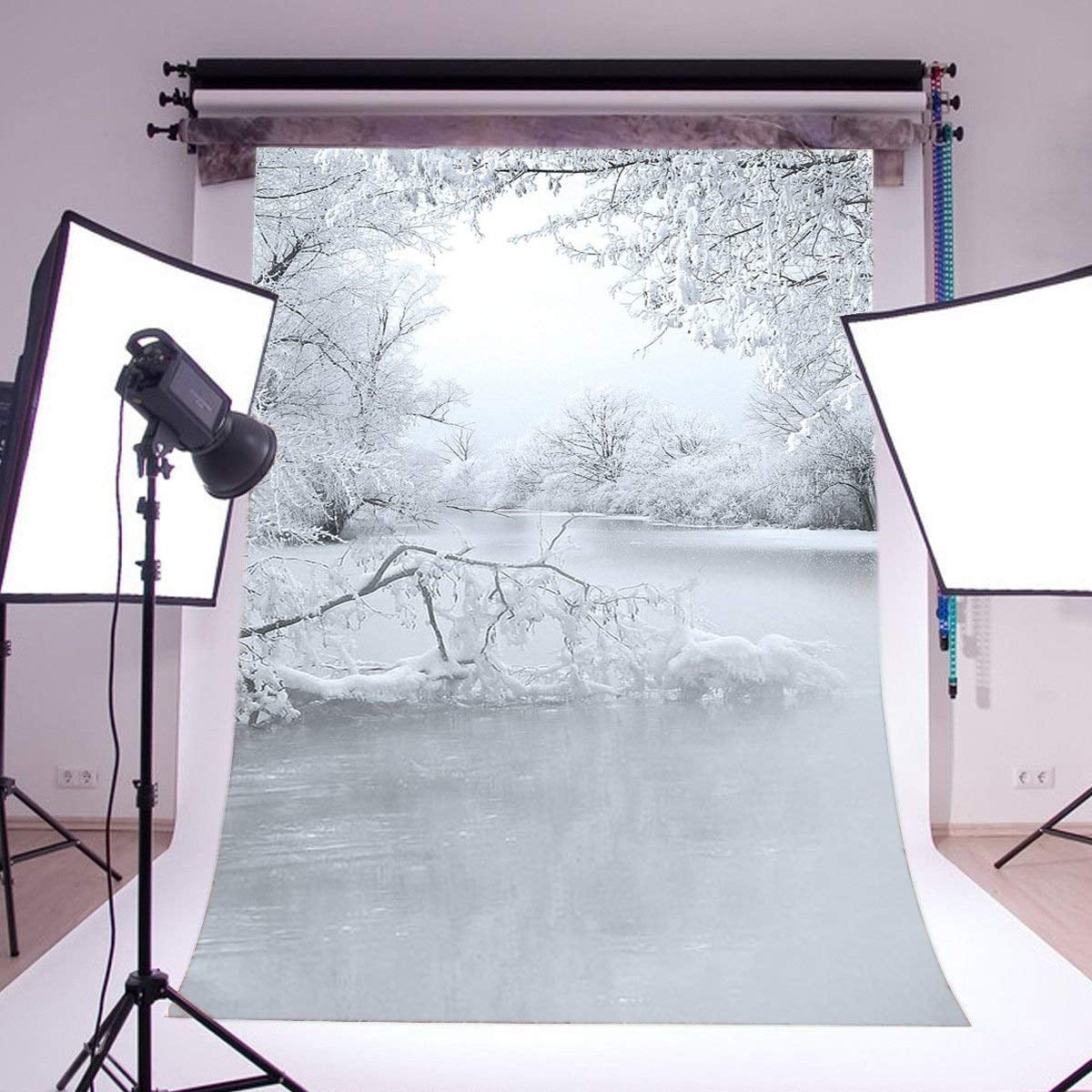 ABPHOTO Polyester 5x7ft Photography Backdrops Christmas Rural Forest ...