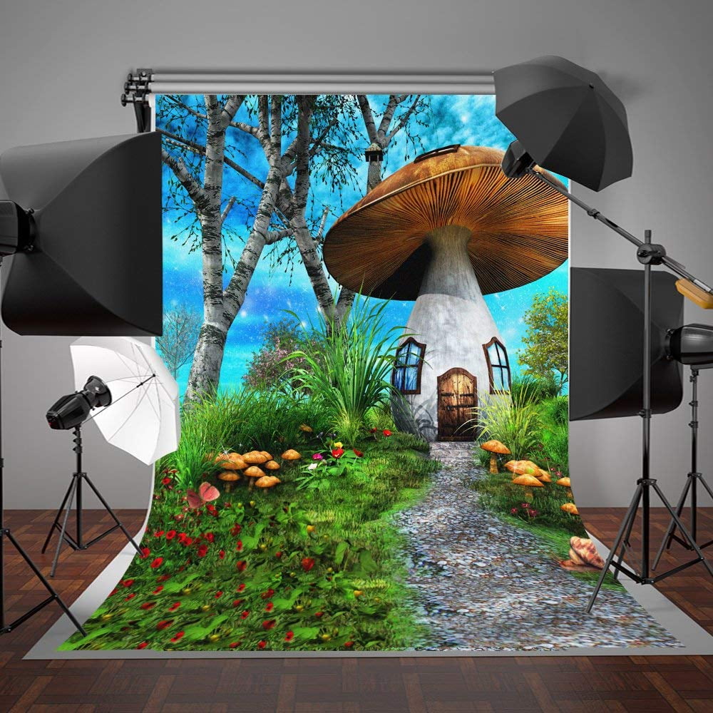 ABPHOTO Polyester 5x7ft Photography Backdrops Forest Red Flowers ...