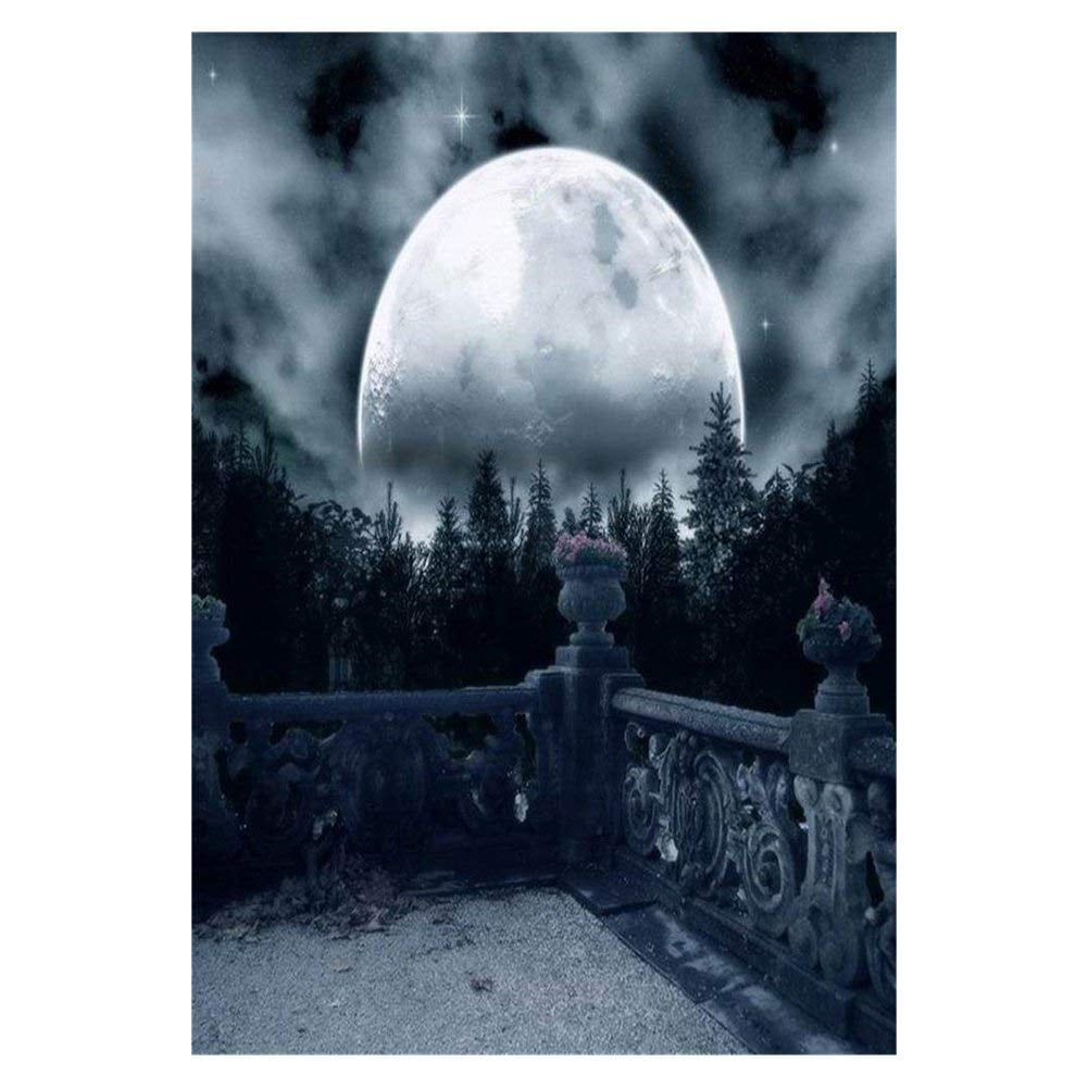ABPHOTO Polyester 5x7ft Photography Backgrounds Dark Horror Night Full ...