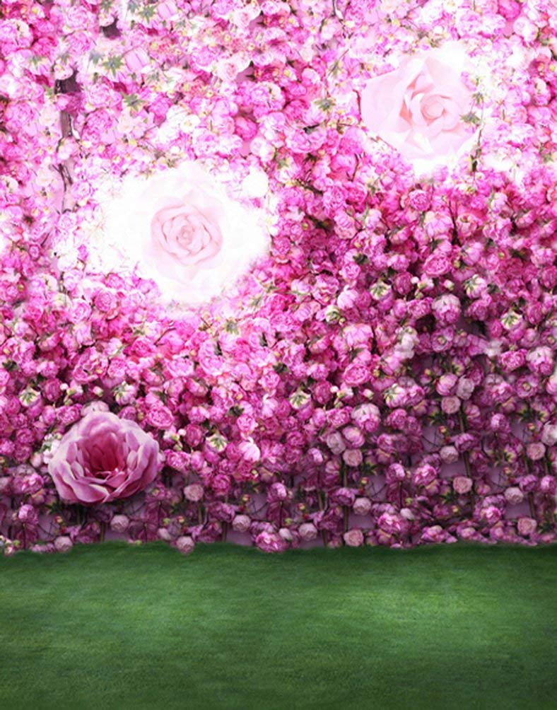 ABPHOTO Polyester 5x7ft Pink Rose Flowers Photography Backdrops Photo ...