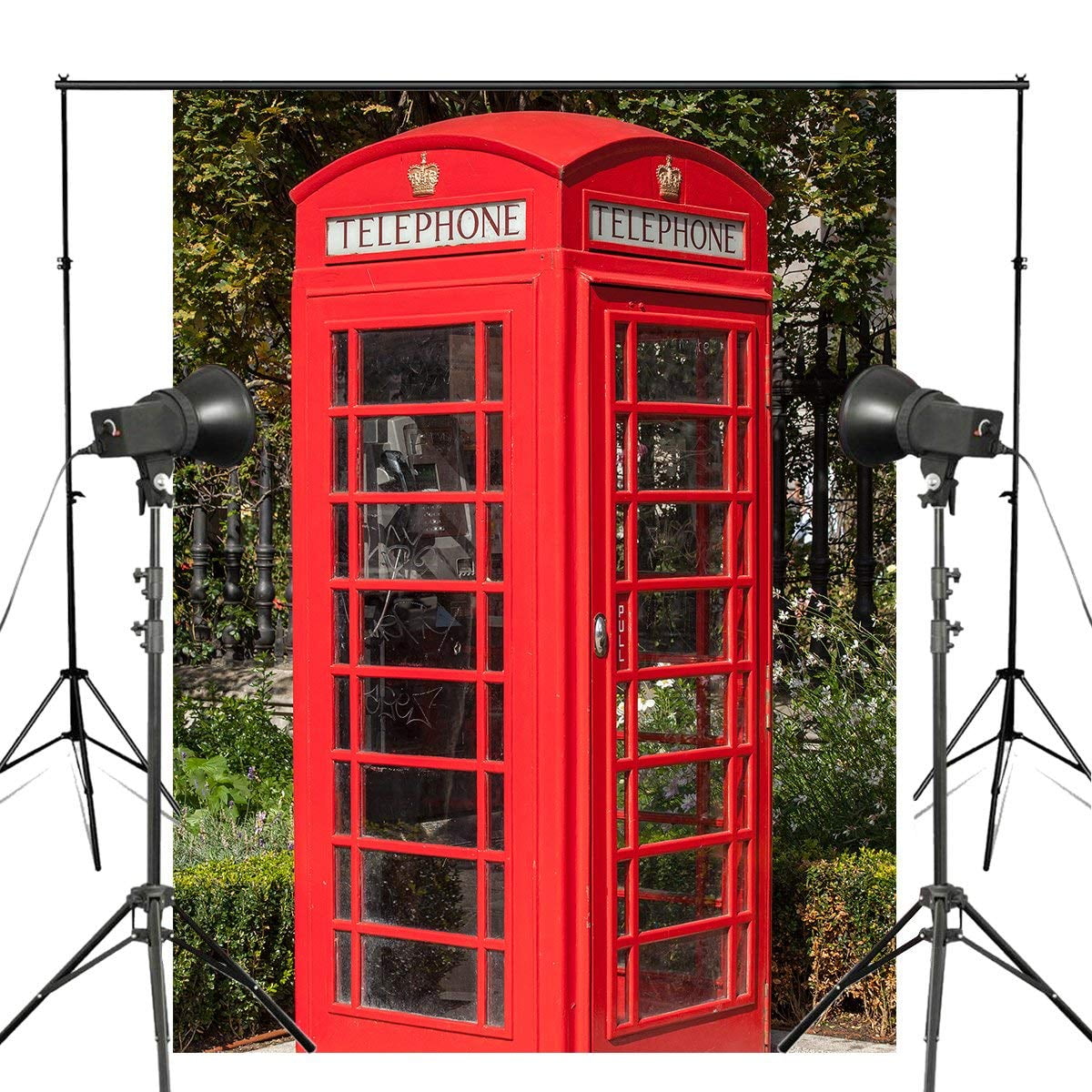 ABPHOTO Polyester 5x7ft Retro Red Telephone Box Photo Background London ...