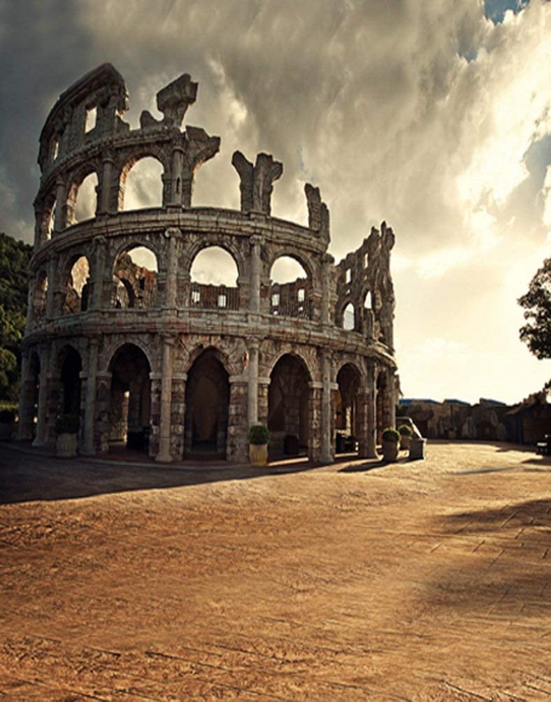 ABPHOTO Polyester 5x7ft Roman Arena Stone Building Photography ...