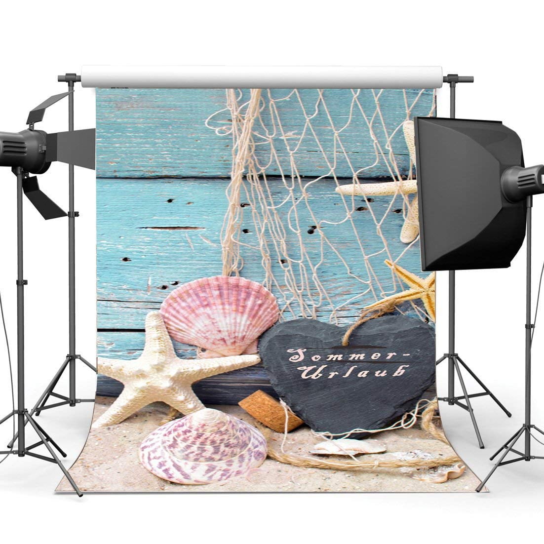 ABPHOTO Polyester 5x7ft Sand Beach Backdrop Seaside Backdrops Starfish ...