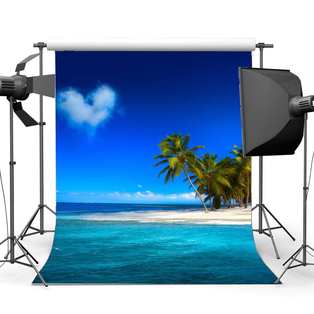 ABPHOTO Polyester 5x7ft Sand Beach Backdrop Tropical Palm Tree ...