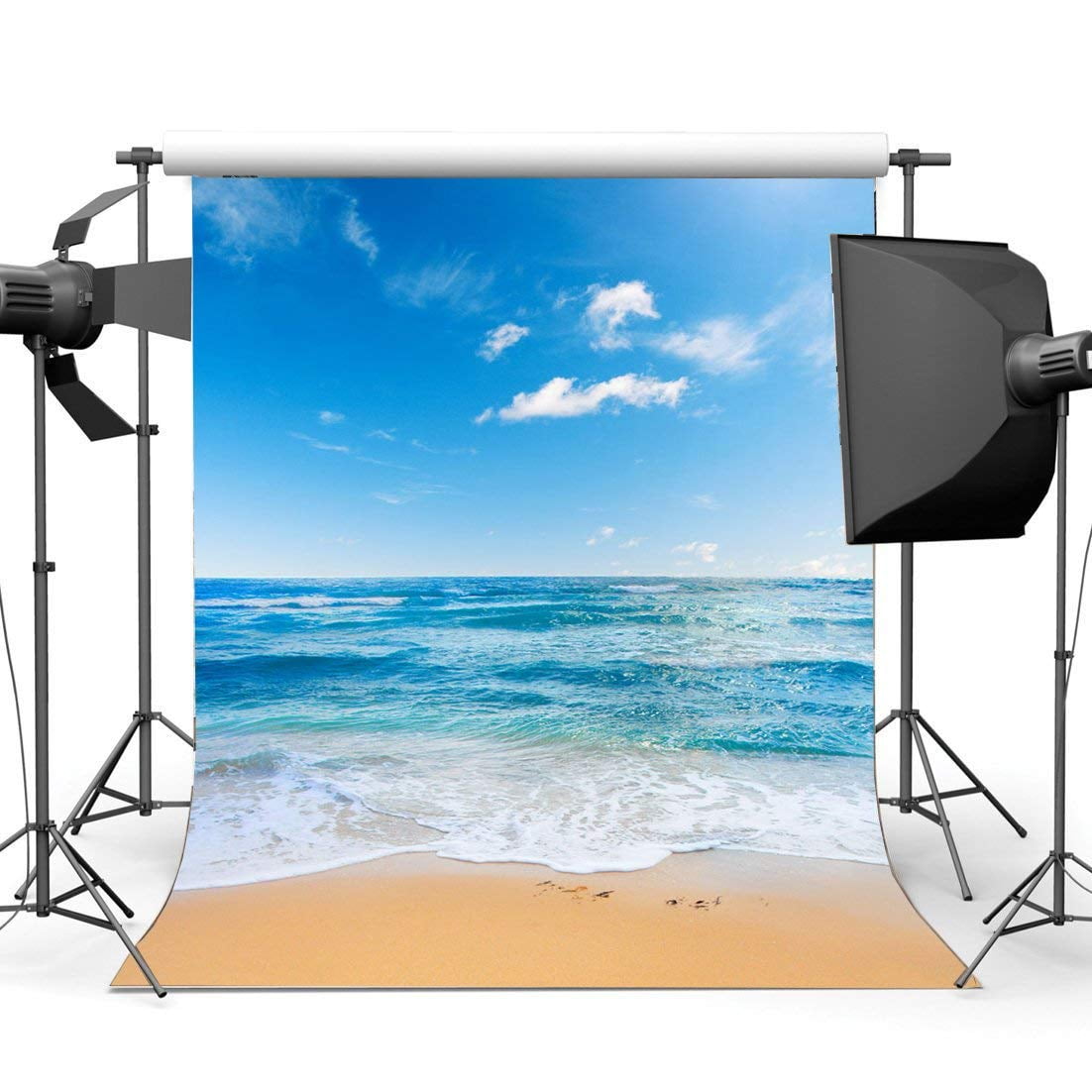 ABPHOTO Polyester 5x7ft Sand Beach Backdrop Tropical Seaside Backdrops ...