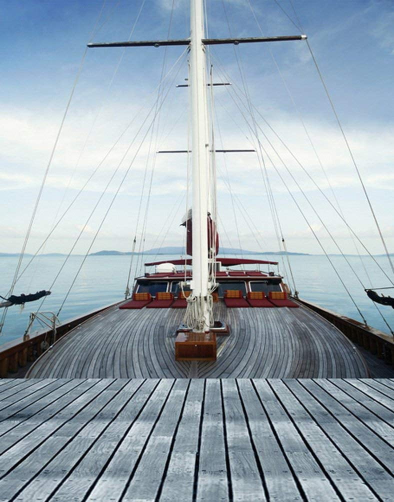 ABPHOTO Polyester 5x7ft Sea Boat Blue Sky Photography Backdrops Photo ...