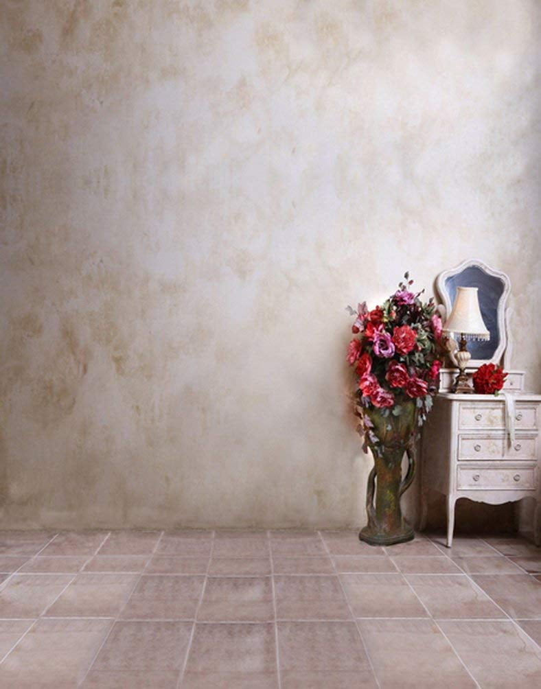 ABPHOTO Polyester 5x7ft Stone Floor Flowers Living Room Photography ...