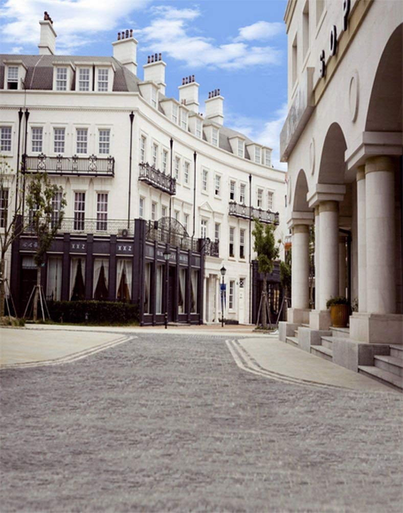 ABPHOTO Polyester 5x7ft Street View Building Road Photography Backdrops ...