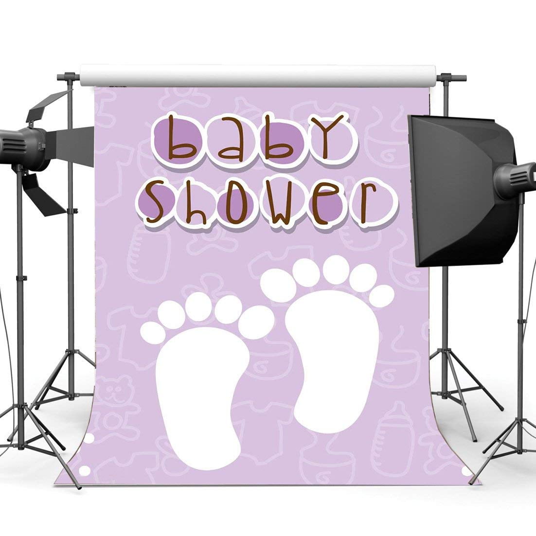ABPHOTO Polyester 5x7ft Sweet Baby Shower Backdrop Cute Footprints ...