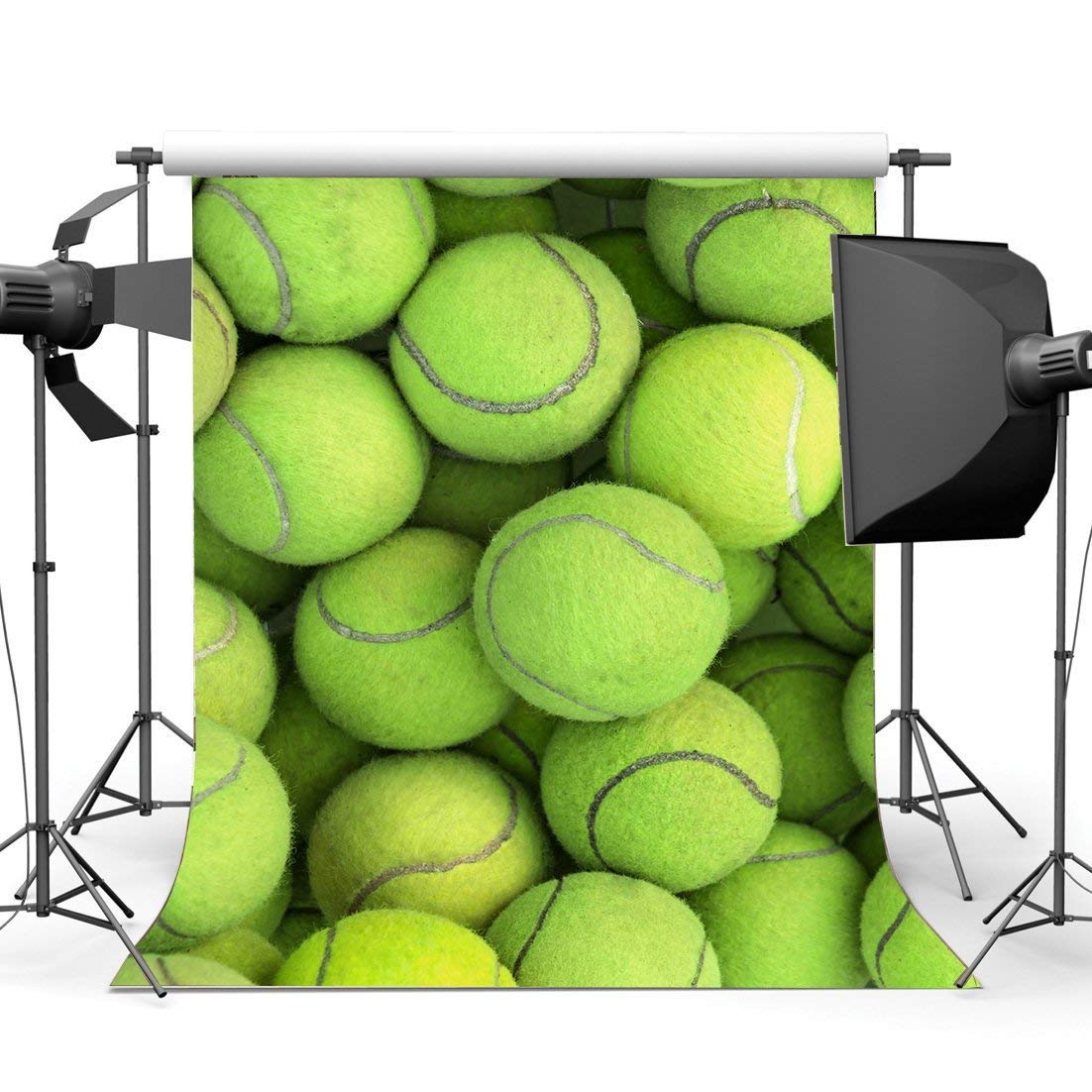 ABPHOTO Polyester 5x7ft Tennis Backdrop Green Balls Backdrops Interior ...