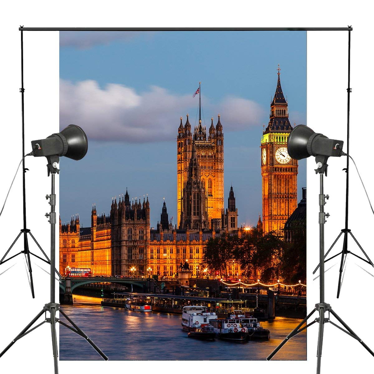 ABPHOTO Polyester 5x7ft UK Big Ben Night View Photography Background ...