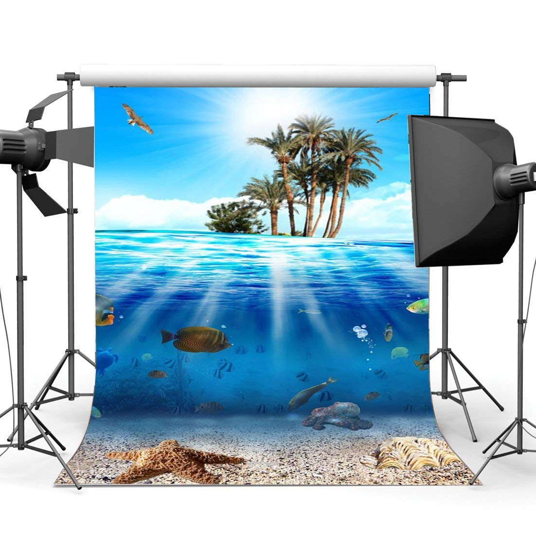 ABPHOTO Polyester 5x7ft Underwater World Backdrop Tropical Seaside Sand ...