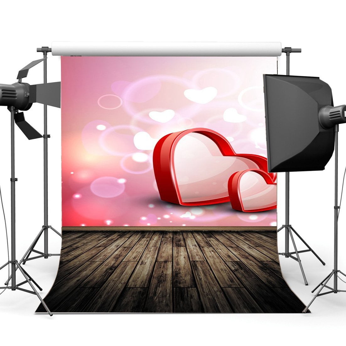 ABPHOTO Polyester 5x7ft Valentine's Day Backdrop Sweet Heart Bokeh ...