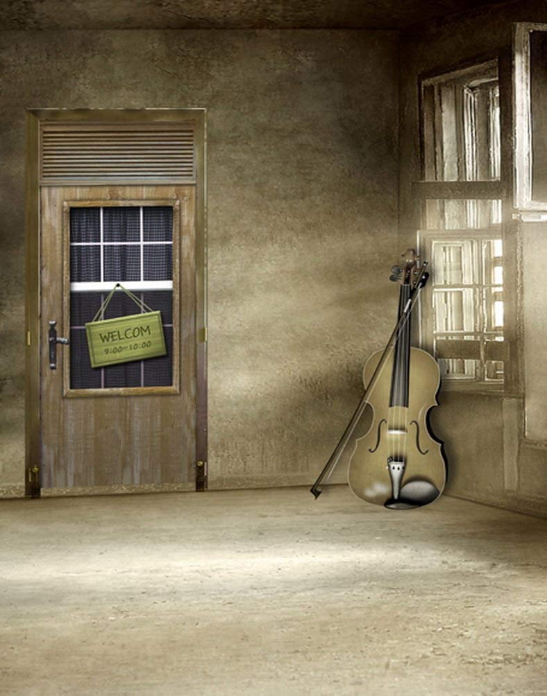 ABPHOTO Polyester 5x7ft Vintage Room Cello Photography Backdrops Photo ...