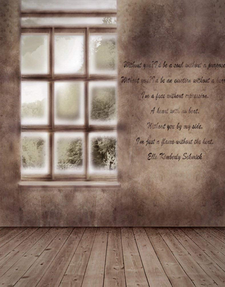 ABPHOTO Polyester 5x7ft Vintage Room Poem Wooden Floor Photography ...