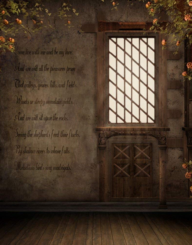 ABPHOTO Polyester 5x7ft Vintage Room Wooden Floor Poem Photography ...