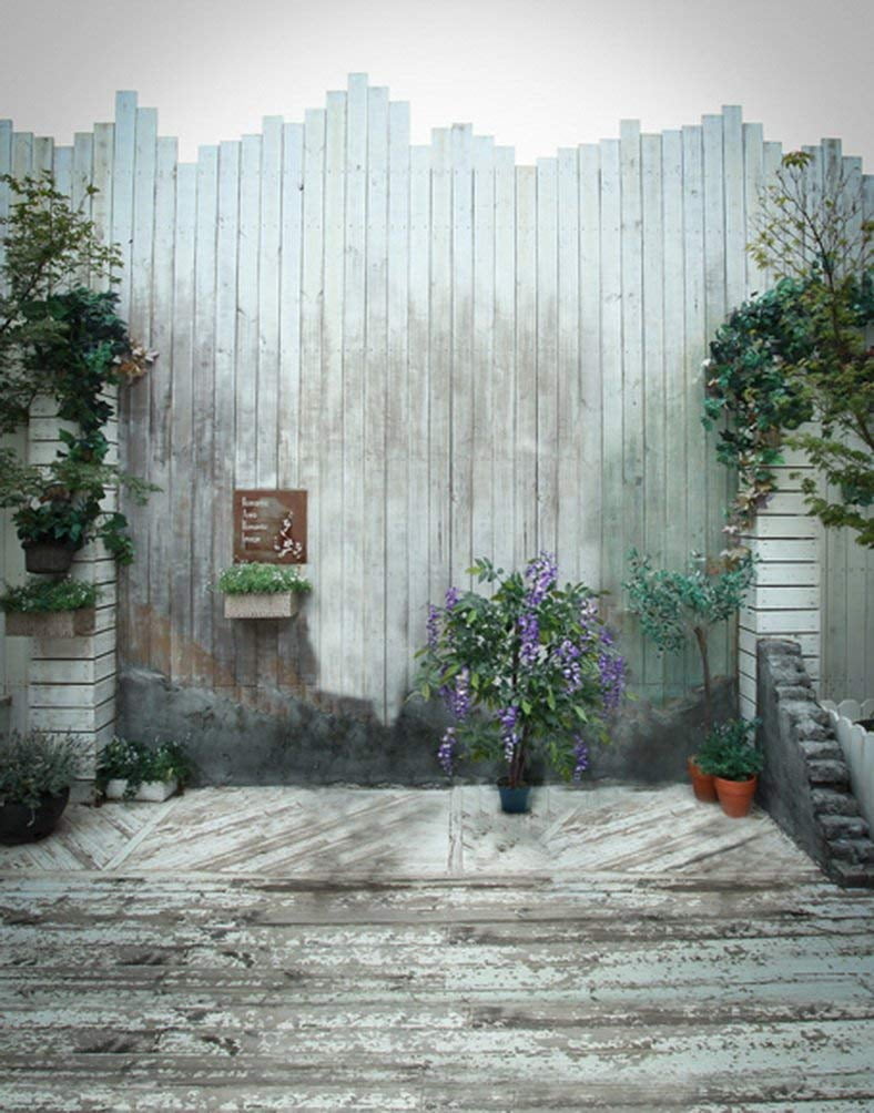 ABPHOTO Polyester 5x7ft Vintage Wooden Wall Flowers Balloon Photography ...